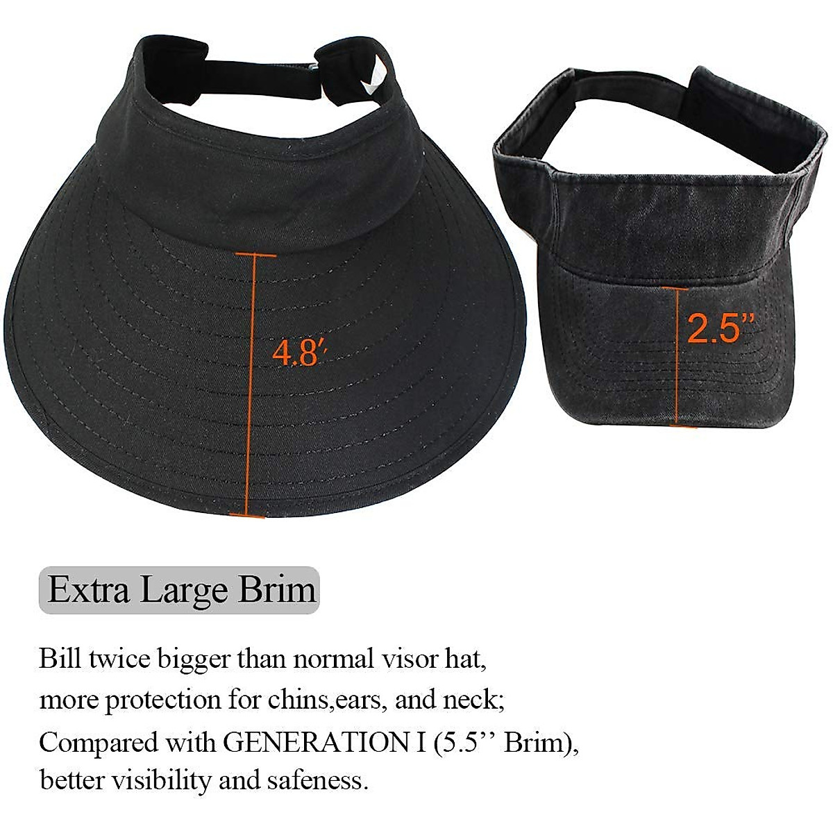 2PCS Wide Brim Sun Visor Hat Women Large UV Protective Golf Beach Cap, Design in Korea