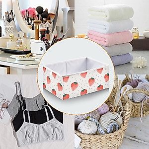 Vnurnrn Kawaii Strawberry Cube Storage Bins, Collapsible Storage Box with Support Board, Foldable Fabric Baskets for Shelf Closet Cabinet 11.02×11.02×11.02 in