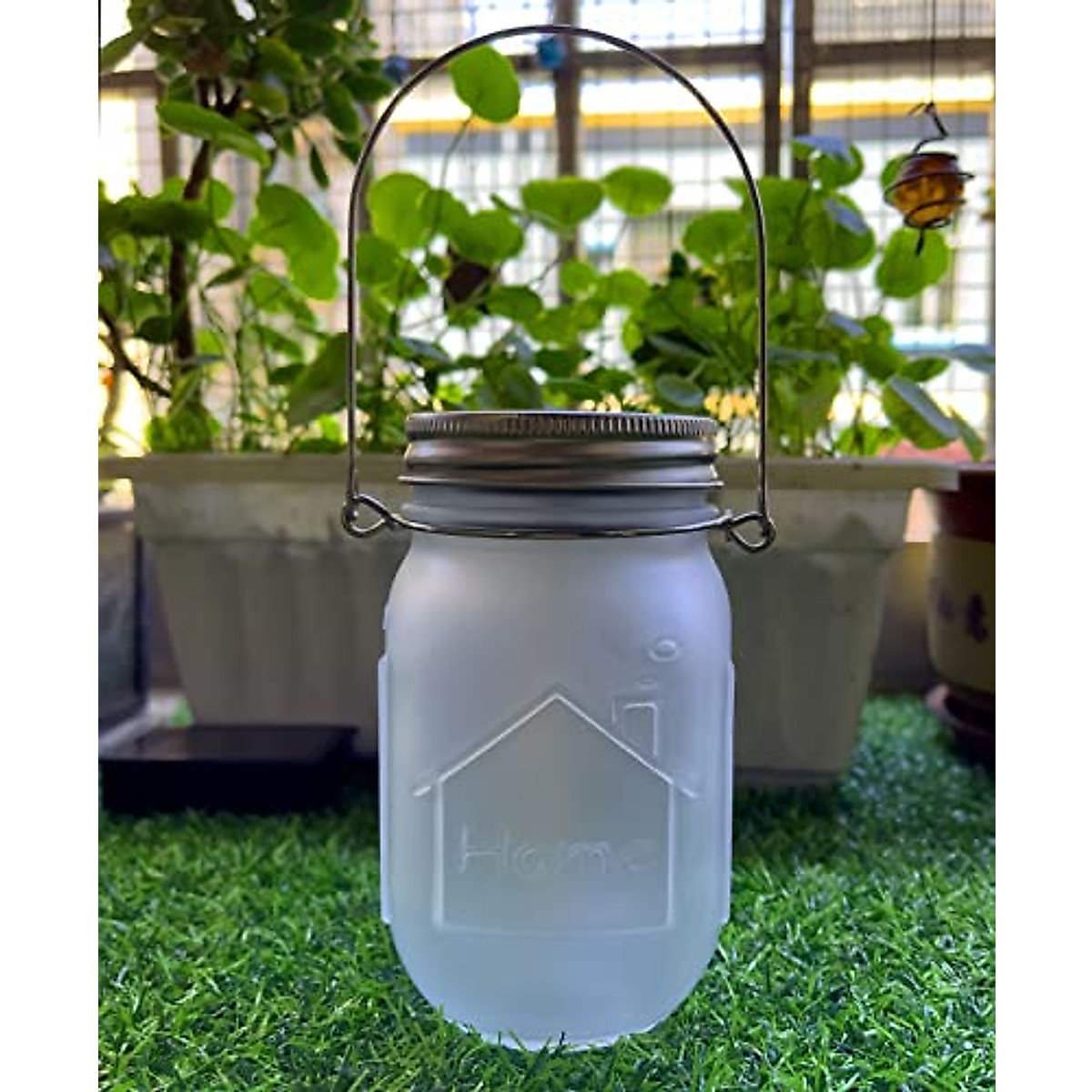 Hanging Solar Flame Torch Lights,8 Pack Flickering Flame Mason Jar Lights for Outdoor Patio Party Garden Wedding Decor Solar Lantern Lights(Mason Jars/Handles Included)