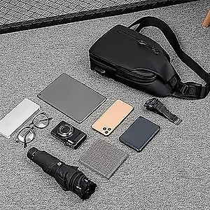 Waterproof Shoulder Bag, Leather Sling Bag for Men and Women, Chest Crossbody Daypack, Multipurpose Cross Body Chest Bag (Black)