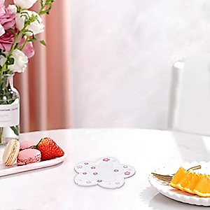 4PCS Kawaii Sakura Cup Coaster, Decor Cup Placemat, Cute Kitchen Pot Bowl Pad Placemat, Cherry Blossom Coaster, Table Cup Mat, Flower Pattern Mug Pink Coasters Set Of 4 for Drinks, Coffee, Tea (4.5in)