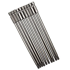 10PCS 6"/150mm T25 Torx Head Screwdriver Bit Set, 1/4 Inch Hex Shank with Quick Release Slot,S2 Steel Magnetic Security Tamper Proof Star 6 Point Screw Driver Kit Tools