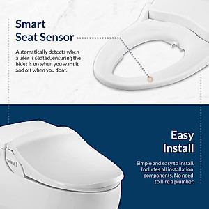 Bio Bidet Slim Two Electric Bidet Toilet Seat Elongated, Warm Water, Heated Seat, Night Light, Front and Rear Wash, Wireless Remote Control, White