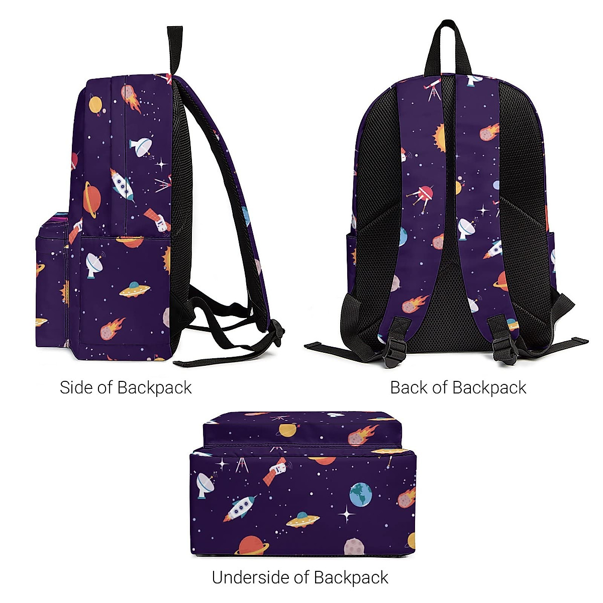 Universe Astronauts Space Backpack - Multi-Pocket Bookbag Travel Book Bags Casual Daypack Durable Lightweight Bag for Laptop