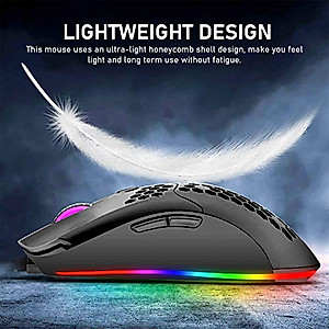 Mechanical Gaming Keyboard and Mouse Combo,87 Keys Compact Rainbow Backlit Keyboard,RGB Backlit 6400 DPI Lightweight Gaming Mouse with Honeycomb Shell for Windows PC Gamers
