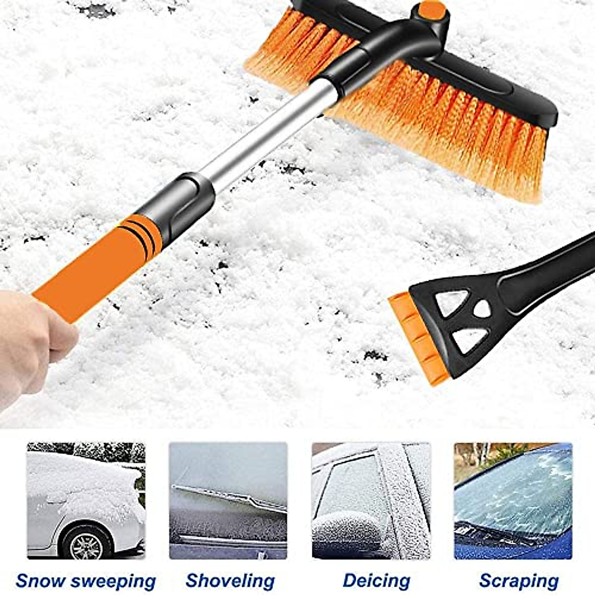 Michael Doss Snow Brush and Ice Scraper, Scrapers for Car Windshield Supports 360 Degree Rotation,Extendable Car, Scraper & with Foam Grip, Dont Scratch The Paint black