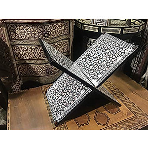 Egyptian Handmade Islamic Muslim Quran Holder Stand Beech Wood Inlaid Mother of Pearl 16.8" M01