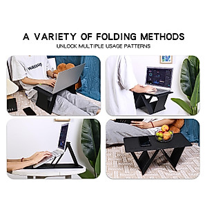 MRJKNRO.KJ Folding Table Desk at Home in The Office and car for Computer Laptop Pad Phone Reading Writing Easy to use Carry and stroage Lightweight (Black, 9.4“X17.7"X8.26")