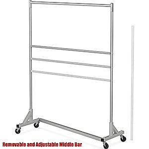 Simple Houseware Commercial Z Base Double Rod Garment Rack