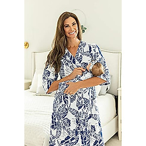 Baby Be Mine Mommy & Me Delivery Robe with matching Baby Receiving Gown & Hat Set (L/XL pre pregnancy 12-18, Serra)