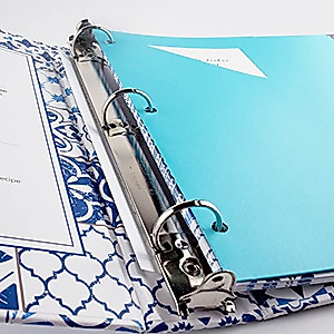 Cookbook Recipe Binder/Organizer, Blue Pattern 3-Ring Binder to Hold All Your Recipes and Recipe Cards, 6 Tabbed Divider Sections, 50 Matching Recipe Cards Included