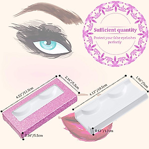 100-Piece Eyelash Case Set, 50 Glitter Paper Lash Boxes, Pink Storage Tray