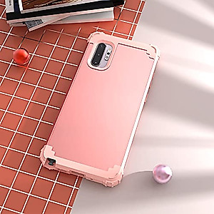 IDweel Galaxy Note 10 Plus Case, Note 10 Plus Case Rose Gold for Women, 3 in 1 Shockproof Slim Hybrid Heavy Duty Protection Hard PC Cover Soft Silicone Rugged Bumper Full Body Cover, Rose Gold