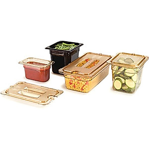 Carlisle FoodService Products Storplus Full-Size High Heat Food Pan for Catering, Buffets, and Restaurants, High Heat Plastic 2.5 Inches Deep, Amber