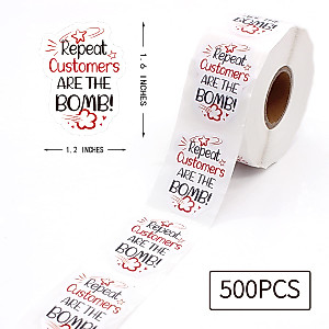 Littlefa 1.5” Repeat Customers are The Bomb with Funny Design Stickers,Thank You Stickers,Small Business Stickers, Envelopes Stickers, Gift Bags Packaging 500 PCS