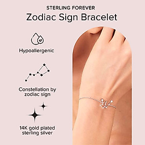Sterling Forever - Constellation Bracelet - 14K Gold Plated & Rhodium Plated Brass - Cubic Zirconia - Sliding Bolo Fashion Statement Bracelet - Adjustable Cotton Cord Up to 8” - One Size Fits Most