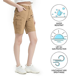Nomolen Women's Hiking Cargo Shorts Lightweight Quick Dry Outdoor Golf Travel Shorts for Women with Zipper Pockets UPF 50+