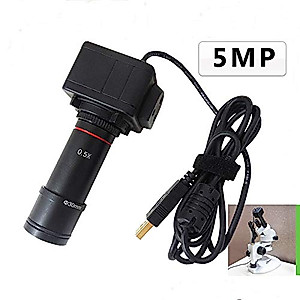 HAYEAR 5MP USB2.0 C-Mount Digital Microscope Camera with Software Calibration Compatible with WIN7/8/10 Mac System +0.5X Eyepiece Lens 23.2mm Mounting /30mm 30.5mm Adapter