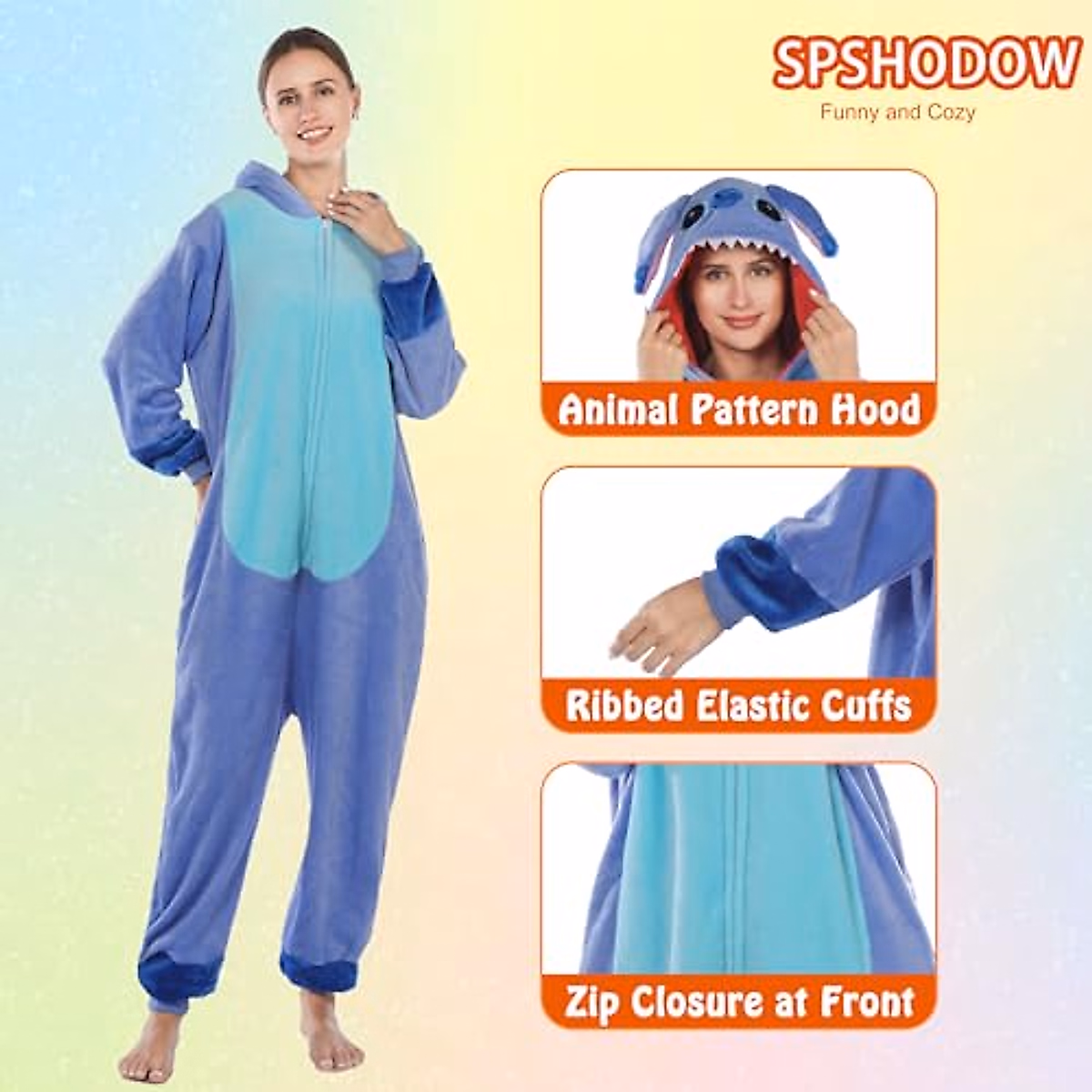 SPSHODOW Unisex Adult Onesie Pajamas,Animal One Piece Flannel Sleepwear Halloween Costume Homewear