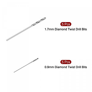 uxcell 10 Pcs 0.9mm 1.7mm Diamond Twist Drill Bits High Speed Steel for Glass Sea Shells Stone Tiles