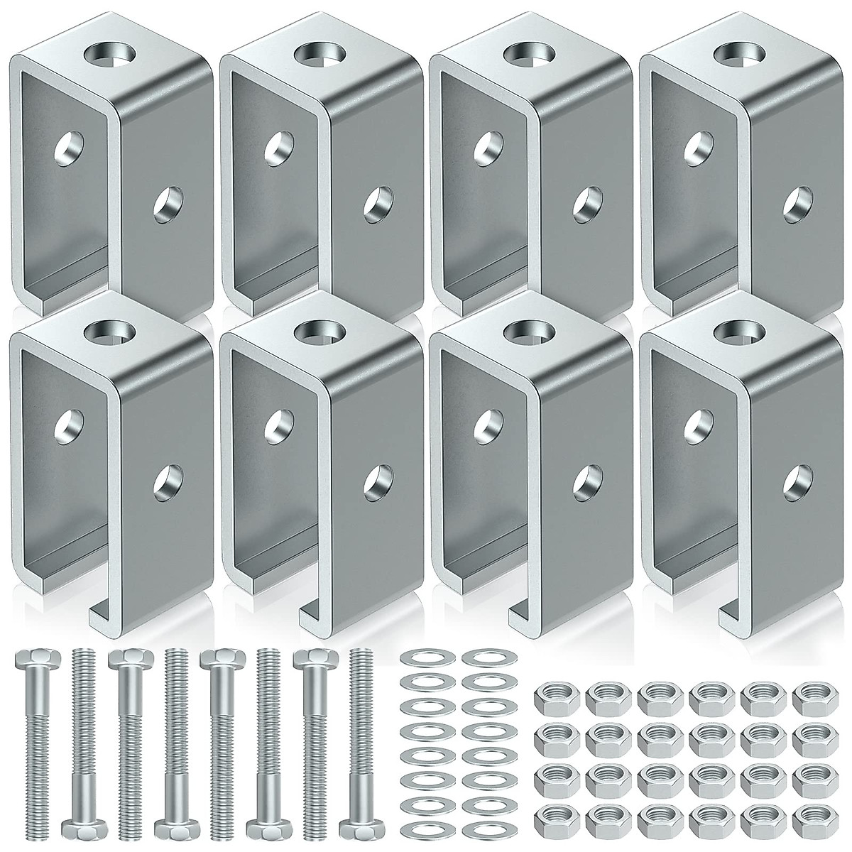 8 Pack Channel Trolley Track Support Hanger Bracket for All 1-5/8" Strut Channel,Heavy-Duty Steel Support Bracket,Trolley Strut Hangers w/Bolt &Nut for Punching Bag,Electric Hoist &Rolling Door