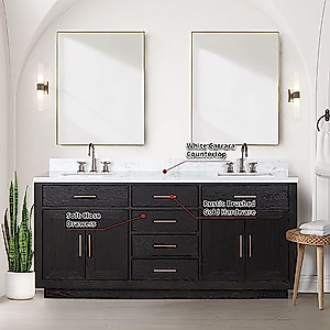 Bell+Modern Shelter 72 in W x 22 in D Black Oak Double Bath Vanity and Carrara Marble Top