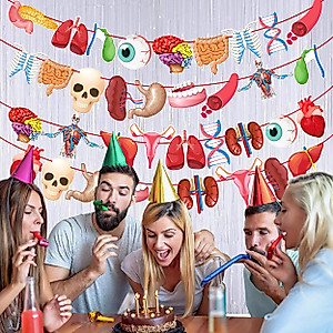 4pcs Human Anatomy Body Part Theme Banners Human Anatomy Party Decorations Body Part Party Supplies for Doctors Birthday Party Nurse Graduation Party Supplies