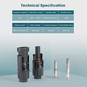 100 Pairs of Connectors for Solar Panels and PV Cables - Rated 1000V/30A - UL Listed, Waterproof Cable Plug IP67