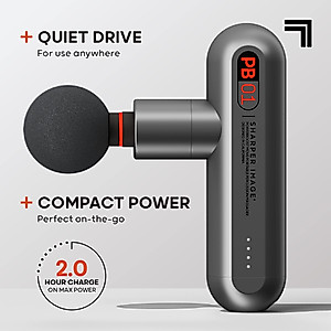 Sharper Image Deep Tissue Portable Percussion Massage Gun, Powerboost Move Full Body, Back & Neck Muscle Massager with 4 Attachments - Handheld Rechargeable Electric Massage Gun for Athletes