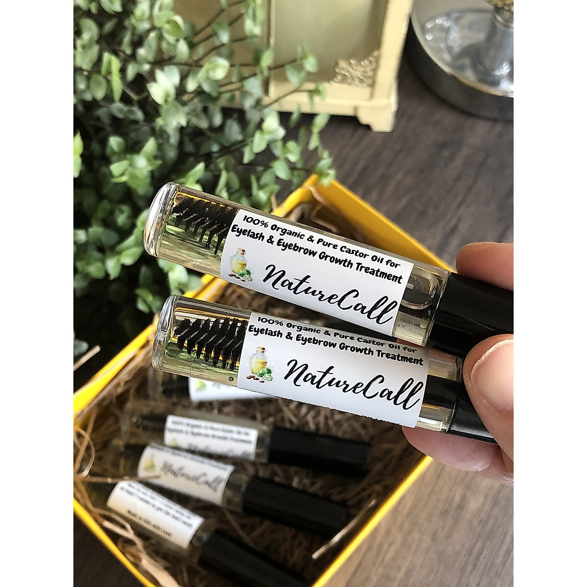 Organic Castor Oil eyelash serum, NatureCall Castor Oil for eyelash eyebrow growth, mascara tube, hair treatment pack of 1, 10ml, pack of 1