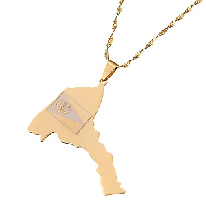 Eritrea Map Pendant Necklaces Women Gold Color Africa Eritrea Flag Jewelry