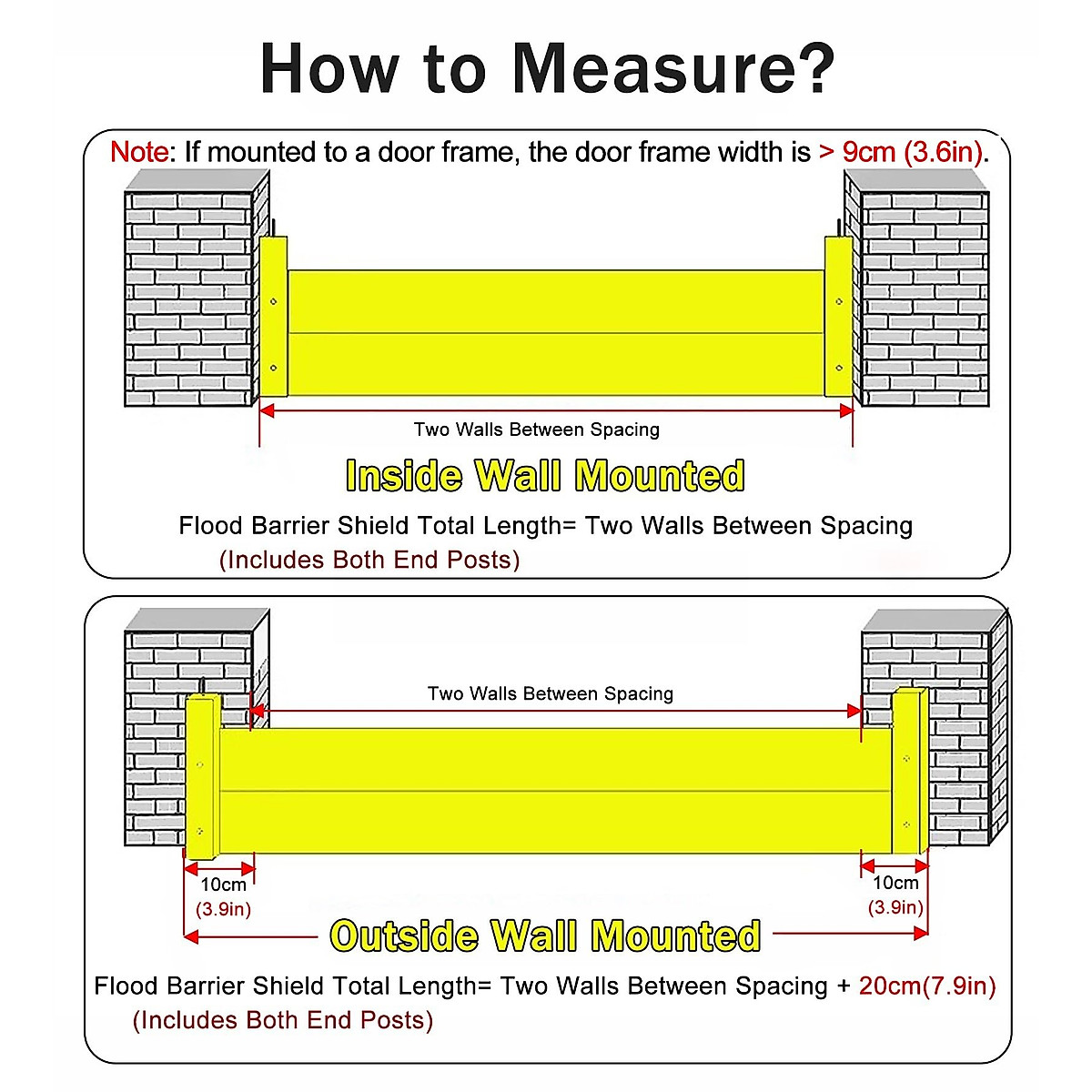 2.6ft 2ft 1.3ft 0.66ft Tall Flood Barriers Shield, Home/Garage Door/Front Doors Temporary Anti-Flood Wall - Detachable & Reusable, Aluminum Threshold Water Dams, with Reflective Warning Strip ( Color