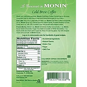 Monins Cold Brew Coffee Concentrate - New & Improved Version - 1 Liter