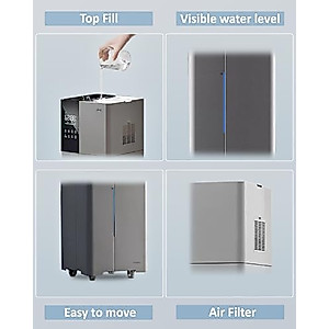 Humidifier Large Room, LACIDOLL 26L/6.8Gal Whole House Humidifiers for Home 3000 sq.ft, 3000ml/H Cool Mist Humidifier Baby, Top Fill Humidifiers for Bedroom Plant with 360° Nozzle & Extension Tube