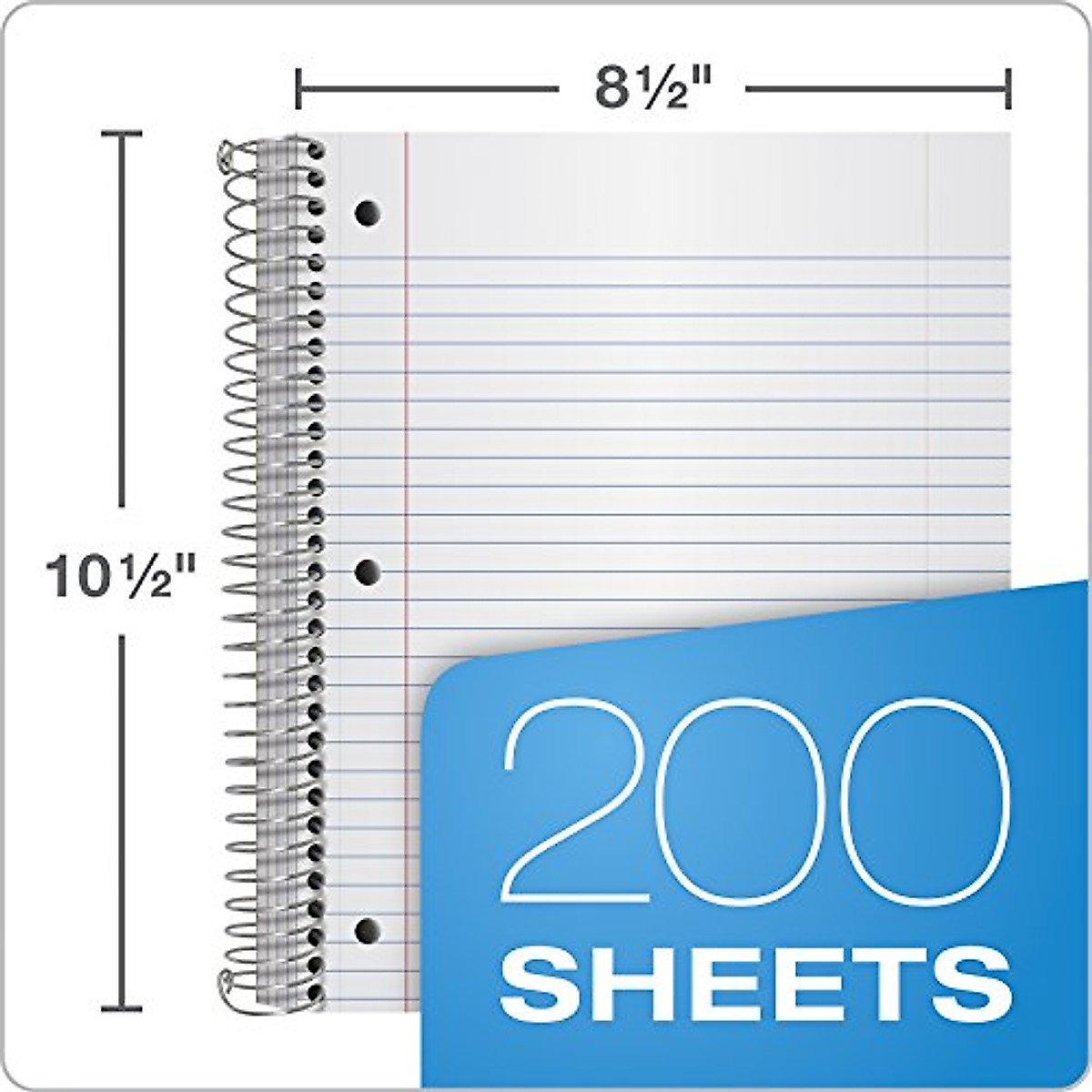 Oxford Spiral Notebooks, 5-Subject, Wide Ruled Paper, Durable Plastic Cover, 200 Sheets, 5 Divider Pockets, 2 Per Pack (10387), Assorted