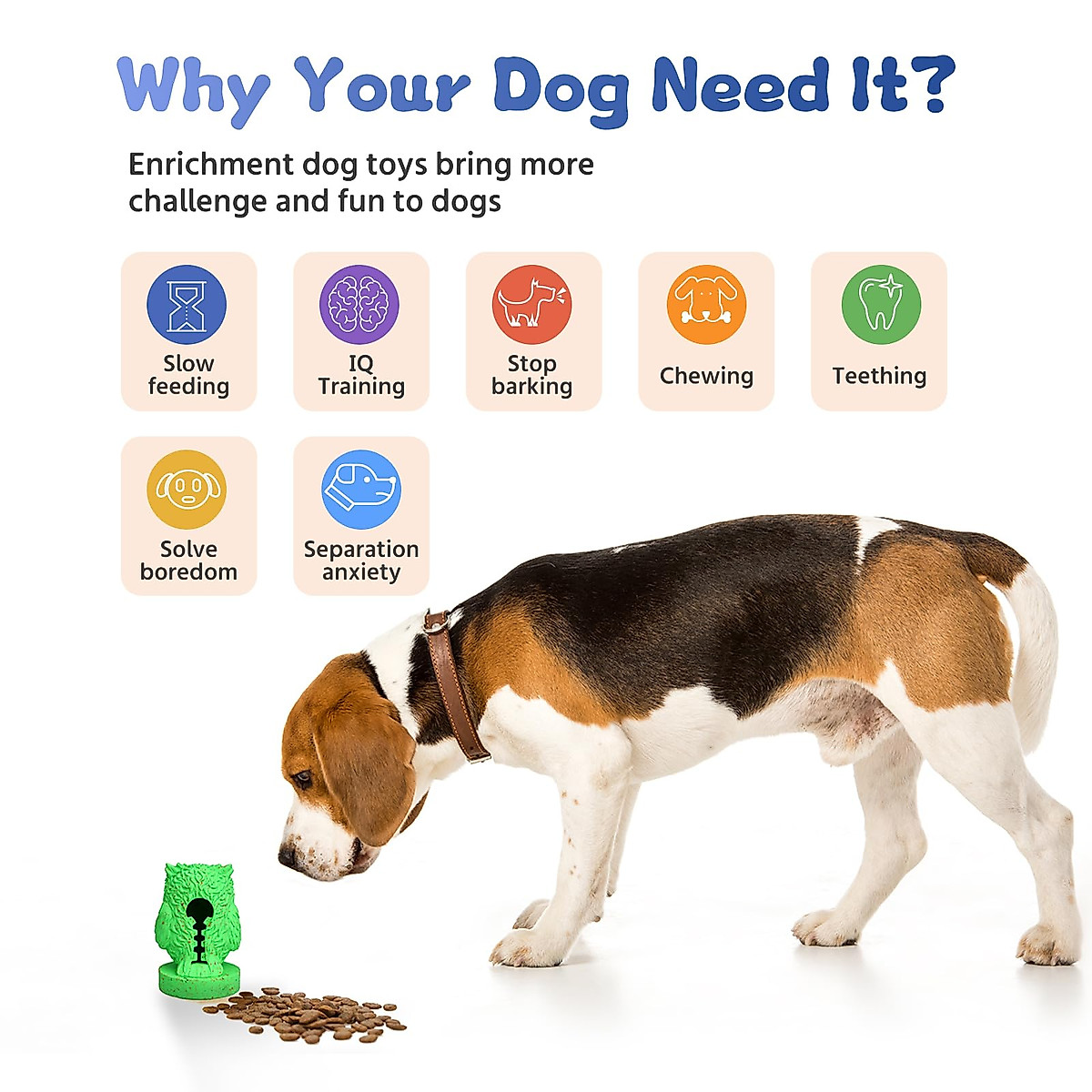 LEE BONBON Owl Interactive Dog Toy - Cute Rubber Enrichment Toys with Food Dispense for Medium and Large Breeds - Indestructible Pet Chew Plaything for Training, Boredom, Fun Playing, Tooth Care