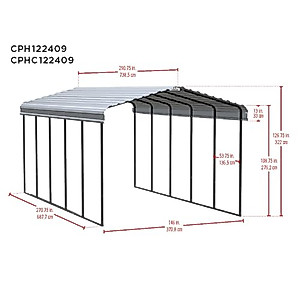 Arrow Carports Galvanized Steel Carport, Full-Size Metal Carport Kit, 12' x 24' x 9', Eggshell