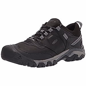 KEEN Men's Ridge Flex Low Height Waterproof Hiking Boots, Black/Magnet, 12