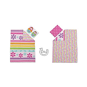 CLAUVINCK Truly Reversible & Ultra Soft Microfiber 2-Piece Room-in-a-Bag Toddler and Kids' Comforter Bedding Set for Girls, Nesting Dolls - Twin XL