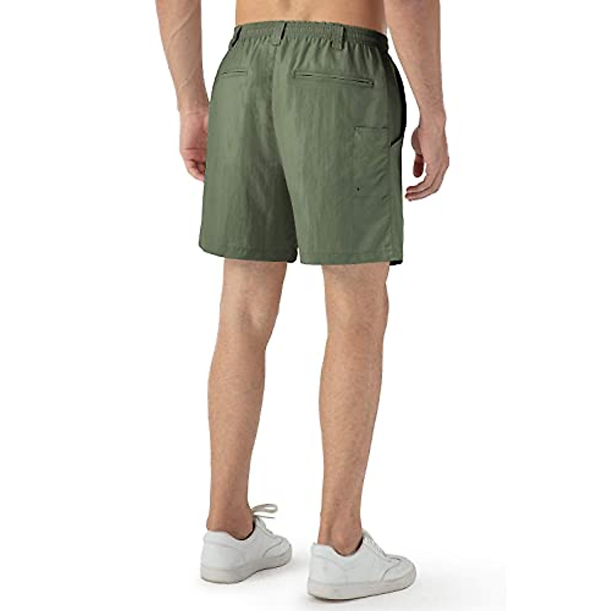 NAVISKIN Men's 6" UPF 50+ Sun Protection Shorts Outdoor Recreation Hiking Fishing Swim Board Quick Drying Multi Pockets Olive Green Size M