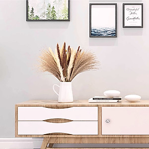 YUFFLYOW 65 pcs Natural Dried Pampas Grass,17In Pampas Grass Decor Tall Fluffy for Flower Arrangements Boho Home Decor,Pampas Grass Plants for Home Garden Wedding Party Decor, PG24