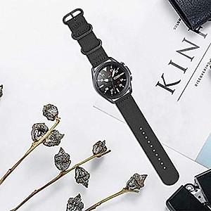 Fintie Bands Compatible with Samsung Galaxy Watch 3 45mm / Galaxy Watch 46mm / Gear S3 Classic/Frontier, Soft Woven Nylon Band 22mm Quick Release Adjustable Replacement Sport Strap, Black