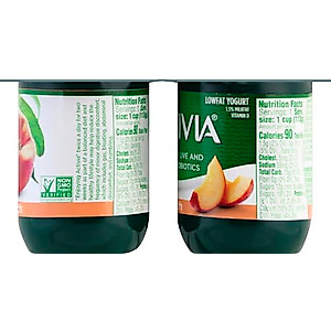 Activia Probiotic Lowfat Yogurt, Peach, Non-GMO Project Verified, 4 Oz, Pack of 4