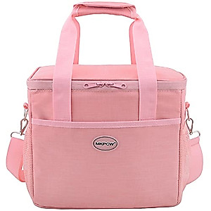 MKPCW Reusable Lunch Bag Insulated cooler Lunch Box Internal leak proof with Adjustable Shoulder Strap for Men Women (Pink)