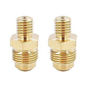 MENSI Brass Propane Gas Jet Nozzle Sprayer 1.96mm Orifice（0.0772"） with 3/8" Male Flare and M10x1.5mm Thread for Burner Inlet for Fire Pits, 2 Pack