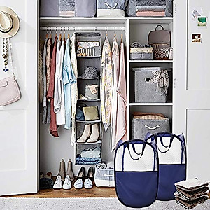 SPINFOX Pop Up Collapsible Laundry Baskets, 2 Pack Foldable Mesh Popup Laundry Hamper with Reinforced Carry Handles, Mesh Laundry Basket for Kids Room College Dorm or Travel(Blue)