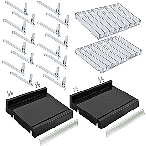 Azar Displays 225830-8COMP-BLK 8 Compartment Divider Bin Cosmetic Tray with Pushers - 8 Slots per Tray, 2-Pack, Black