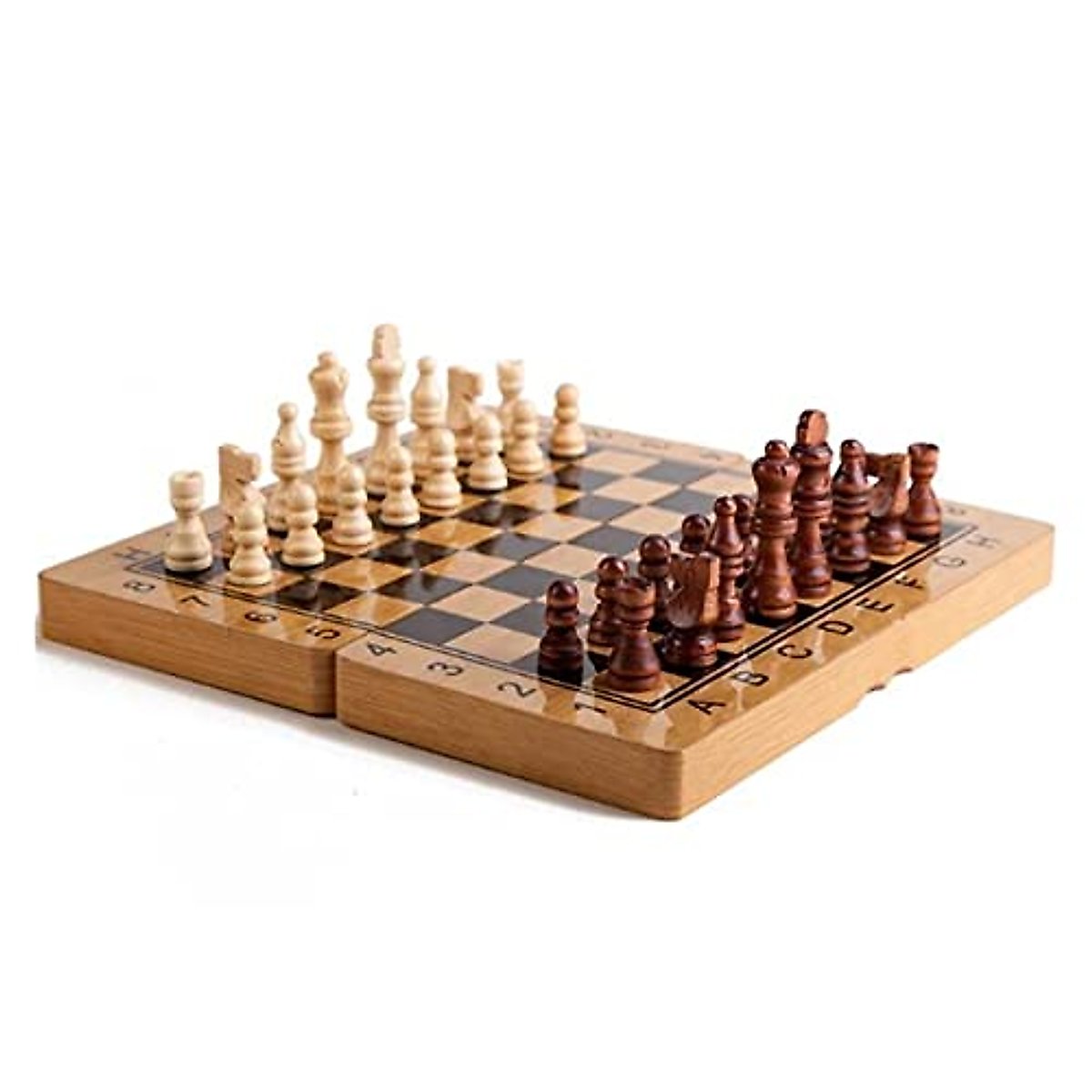 VONGAZ Chess Board Game Chess Set 13.3 Inch Wooden Chess and Checkers Set，Wooden Travel Chess Game Set Portable Chess Game Chess Game Set Chess Board Set