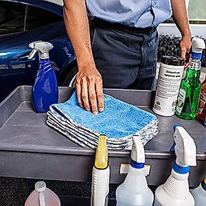 MW Pro Microfiber Car Towels (16"x 24") | 400 GSM | 80/20 Blend | Tagless | Soft Satin Piped Edges | All-Purpose Auto Detailing - Wax, Buff, Polish, Wash, Dry | 3 Pack (Blue)