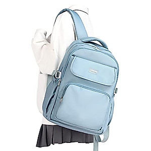 WEPOET Lightweighr College School Backpacks For Women,Classic Middle Student Bookbag For Teens Girls,Waterproof Middle School Bag Boys,(Blue)